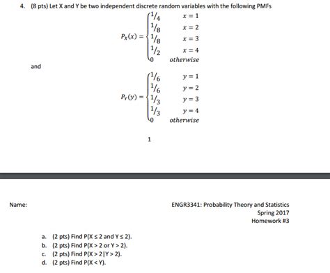 solved let x and y be two independent discrete random