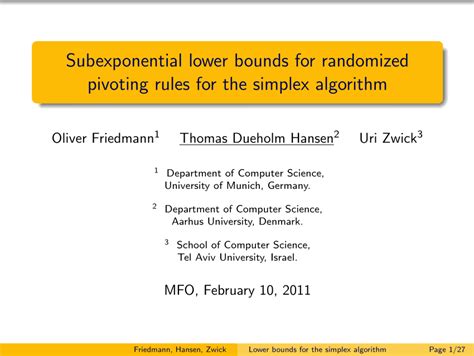 pdf subexponential lower bounds for randomized pivoting rules for the simplex algorithm