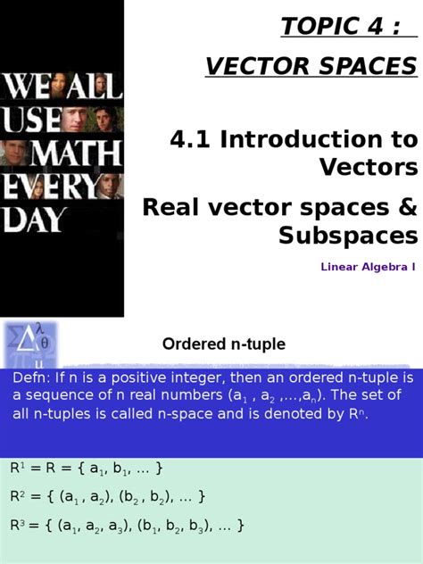 mat423 lecture topic 4 vector pdf basis linear algebra vector space