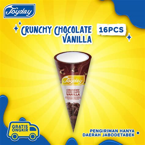 Jual Joyday Ice Cream Crunchy Chocolate Vanilla Isi 16pcs Eskrim Cone