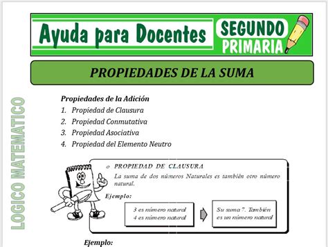 Propiedades De La Suma Para Segundo De Primaria Ayuda Para Docentes