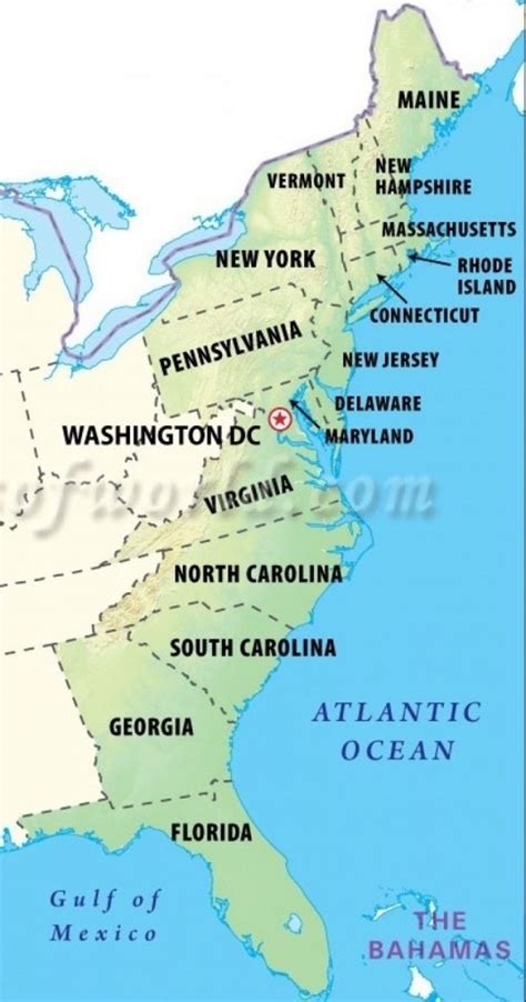 Printable East Coast Map