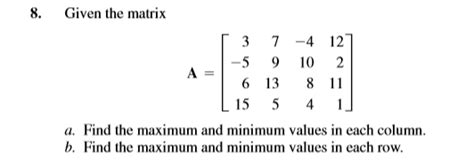 solved 8 given the matrix [37 4 127 5 9 10 2 6 13 8 11 15