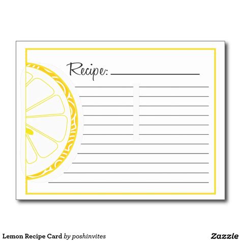 Lemon Recipe Card Zazzle Recipe Cards Lemon Recipes Recipe Book