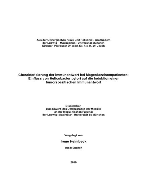 Ausfüllbar Online edoc ub uni muenchen Einfluss von Helicobacter pylori