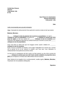 Demande De Restitution De Caution