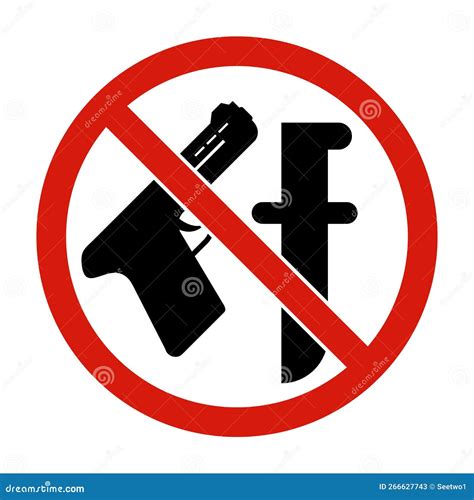 Weapon Prohibited Icon Forbidding Vector Sign No Weapons With Gun