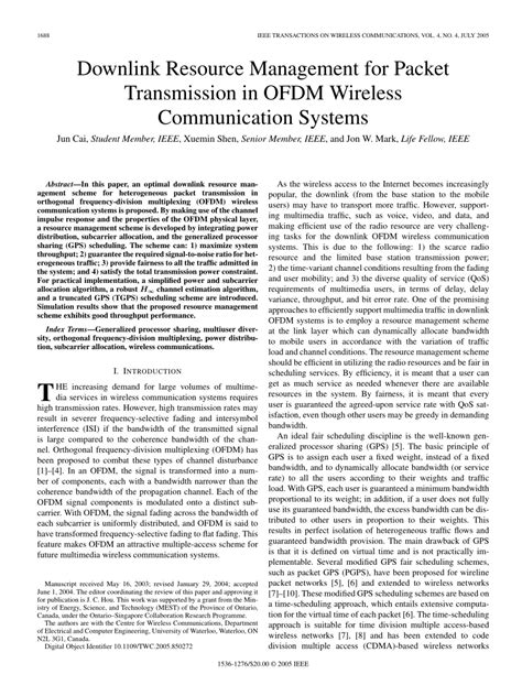 pdf downlink resource management for packet transmission in mimo ofdm wireless communication