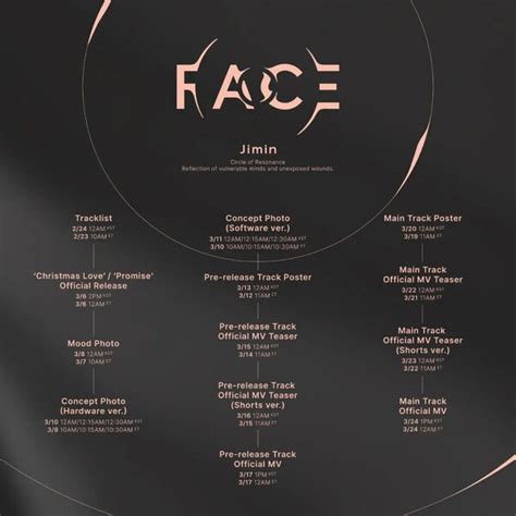 방탄소년단 지민 내달 첫 솔로 앨범 페이스 발매타임테이블 공개