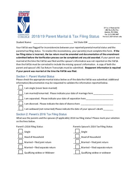 Fillable Online Parent Marital Status Financial Aid Fax Email Print
