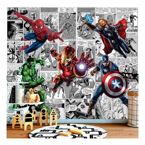 Papel de Parede Foto Mural Infantil Super heróis Saindo dos Quadrinhos