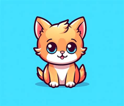 Un Gato De Dibujos Animados Con Ojos Azules Se Sienta Sobre Un Fondo