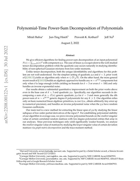 polynomial time power sum decomposition of polynomials deepai