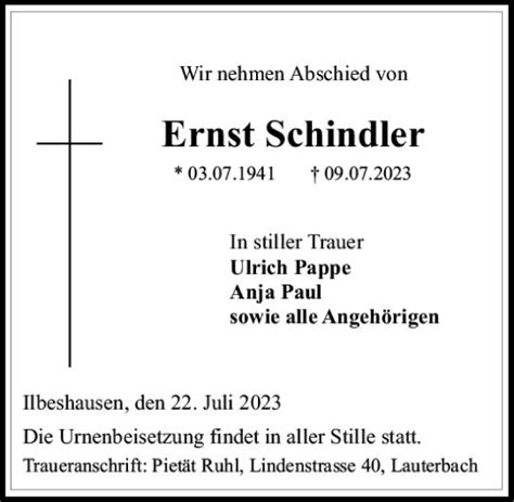 Traueranzeigen Von Ernst Schindler Vrm Trauer De