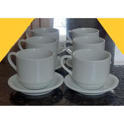 Jogo Xicaras Cha Pires Em Porcelana Folhas 200ml Bon Gourmet