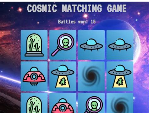 cosmic matching game in javascript free source code sourcecodester