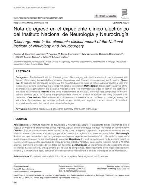 PDF Nota de egreso en el expediente clínico electrónico del Instituto
