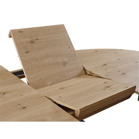 table ovale chêne pied central métal et allonge intégrée