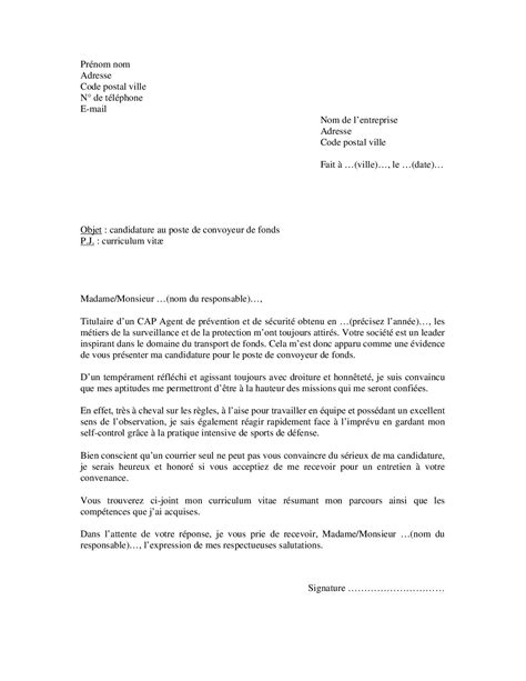 Lettre de motivation de convoyeur de fonds sans expérience