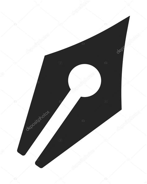 Pluma estilográfica plana monocromo objeto vectorial aislado