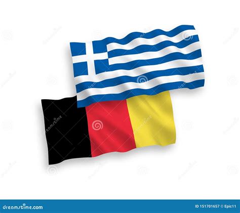 Banderas De B lgica Y De Grecia En Un Fondo Blanco Ilustración del