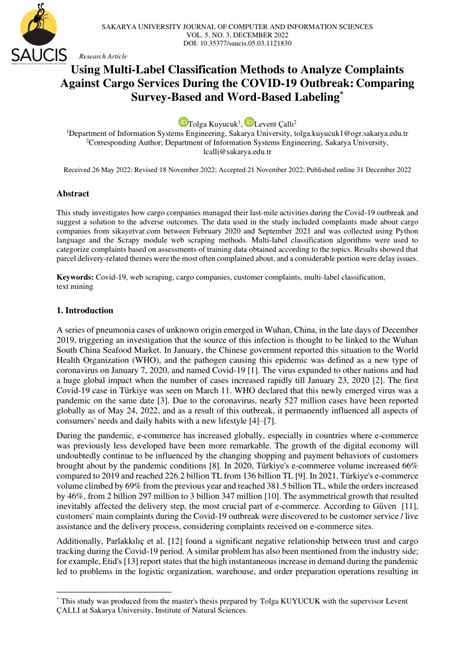 pdf using multi label classification methods to analyze complaints against cargo services