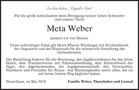 Traueranzeigen Von Meta Weber Trauer Merkur De