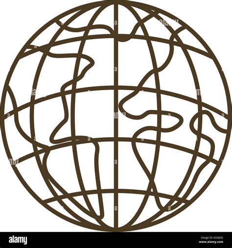 Globo terráqueo con paralelos y meridianos icono aislado Imagen Vector