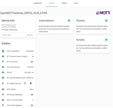 Integrate Home Assistant Openmqttgateway V1 2 0
