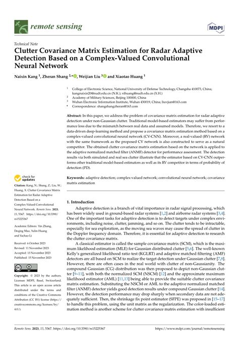 pdf clutter covariance matrix estimation for radar adaptive detection based on a complex