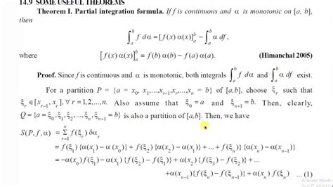 real analysis ii rs partial integration formula and mean value theorem youtube
