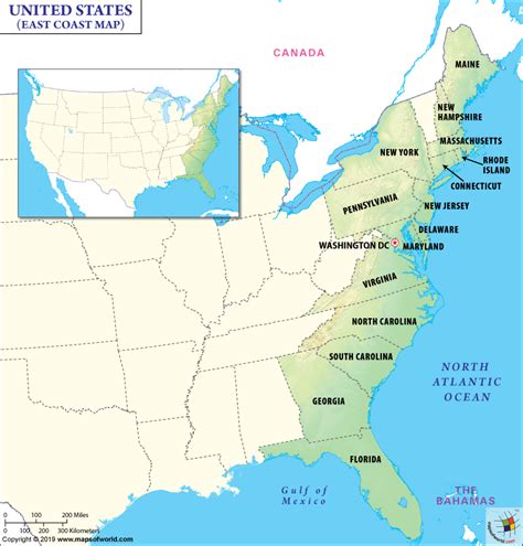 Map Of Eastern Seaboard Usa Winna Kamillah