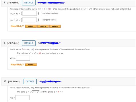 solved 8 [ 2 points] at what points does the curve r t