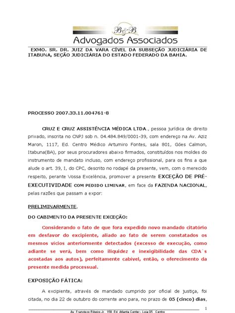 PDF Exceção de pré executividade Cruz e Cruz DOKUMEN TIPS