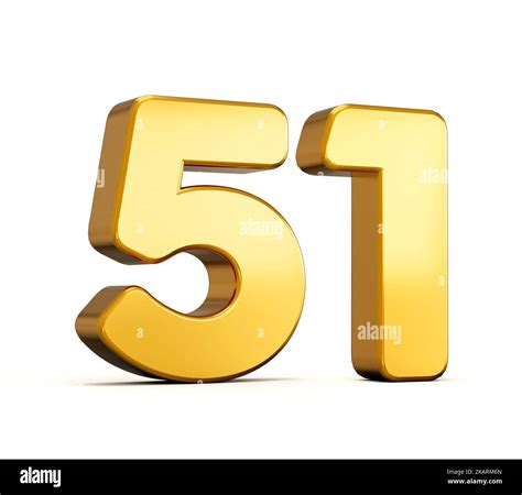 3d Illustration Of Golden Number 51 Or Fifty One Isolated On Beige