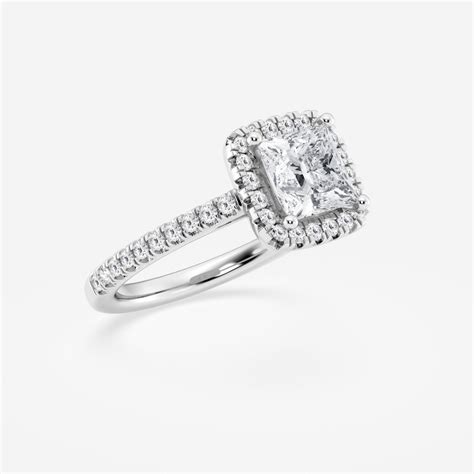 2 Ctw Princess Lab Grown Diamond French Pave Halo Engagement Ring