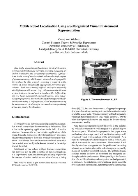 pdf mobile robot localization using a selforganized visual environmentrepresentation