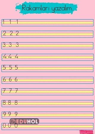 Rakamları Yazma Çalışması Eduhol Etkinlik İndir Oyun Oyna Test Çöz