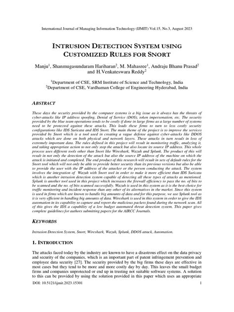 intrusion detection system using customized rules for snort pdf computing secure communication
