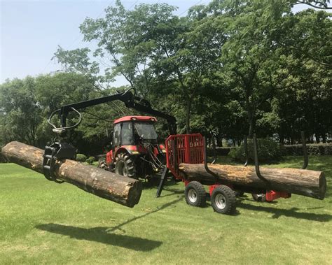 Atv 3 Tons Timber Trailer With Crane Log Loading Trailer With Grapple
