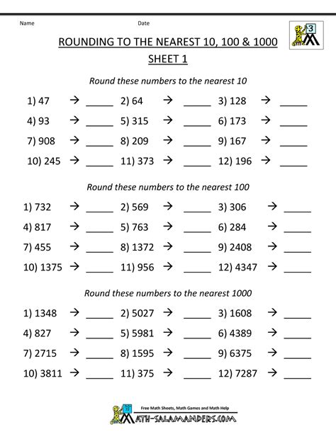 Activities For Rounding Numbers 4th Grade