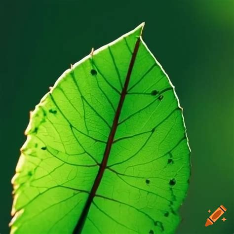 Close Up Of A Fresh Green Leaf On Craiyon