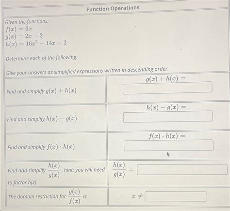 solved function operationsgiven the