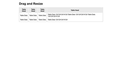 drag and resize table columns