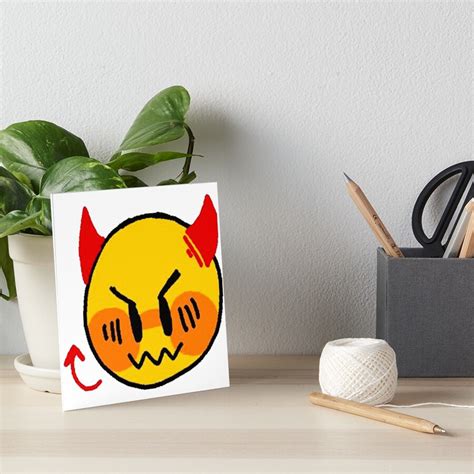 Angry Devil Cursed Emoji Tiktok Meme Face Art Board Print For Sale By