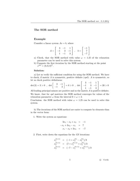 the sor method example