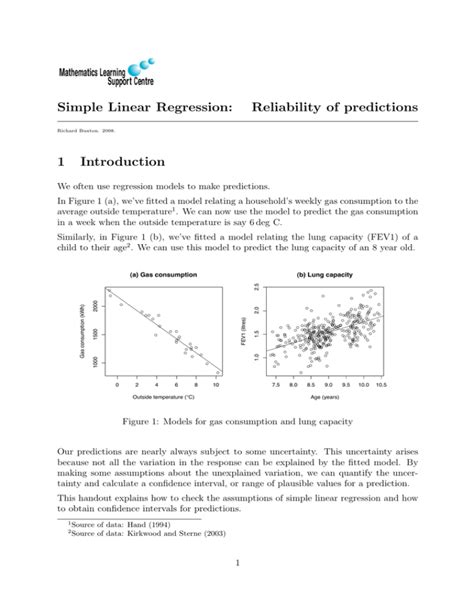 simple linear regression reliability of predictions