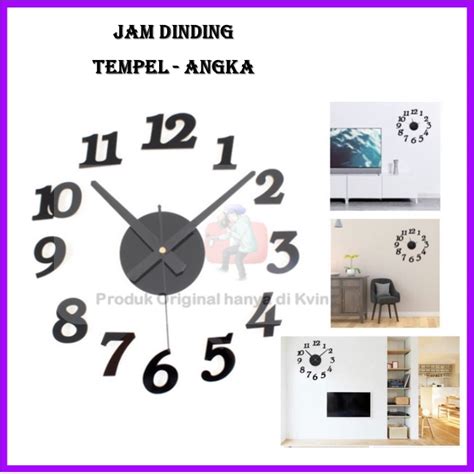 Jual Jam Dinding Aesthetic Tempel Besar Digital Unik Kaligrafi Custom