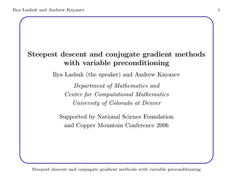 pdf steepest descent and conjugate gradient methods with variable preconditioning