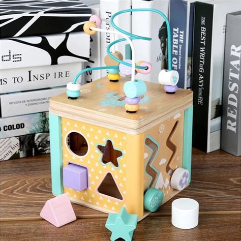 Cubo Multifuncional Montessori Madera Encajable Juego Didact Mercado